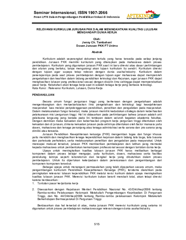 (PDF) Relevansi Kurikulum Jurusan PKK Dalam Meningkatkan Kualitas ...