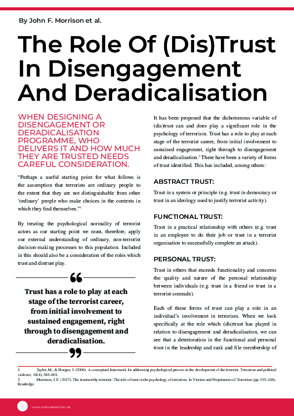 (PDF) The role of dis trust in disengagement and deradicalisation (2)