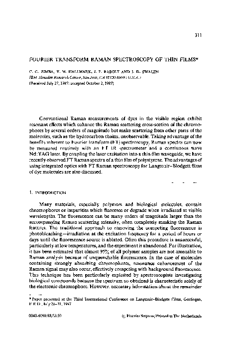 (PDF) Fourier transform Raman spectroscopy of thin films
