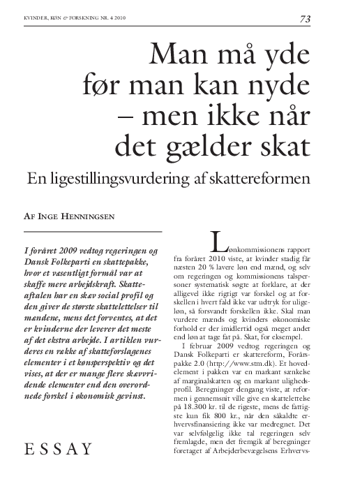 (PDF) Man må yde før man kan nyde – men ikke når det gælder skat. En ...