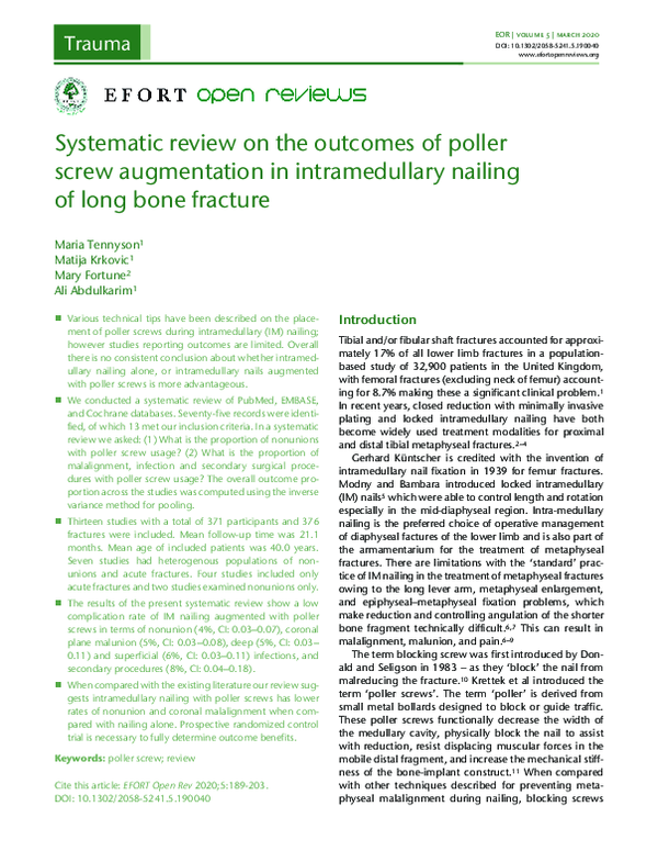 (PDF) outcomes of poller screw augmentation in intramedullary nailing ...