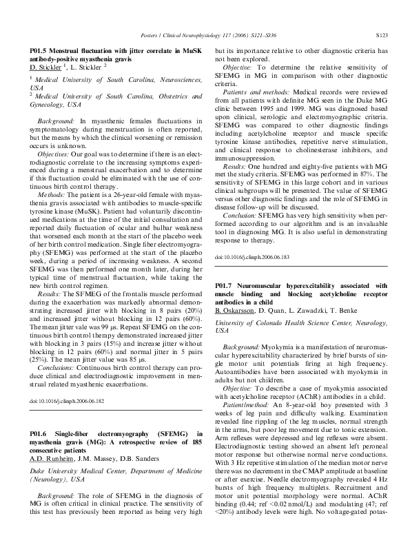 (PDF) P01.6 Single-fiber electromyography (SFEMG) in myasthenia gravis ...