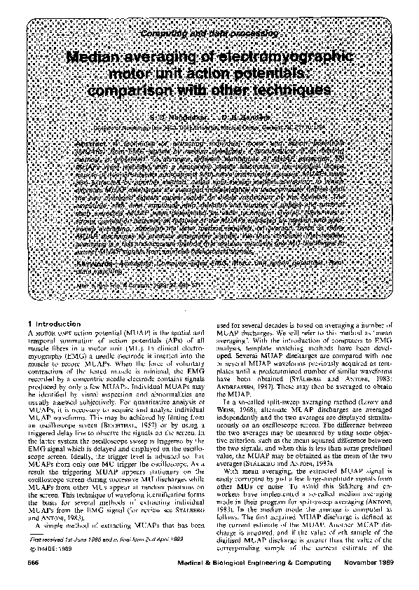 Pdf Median Averaging Of Electromyographic Motor Unit Action Potentials Comparison With Other