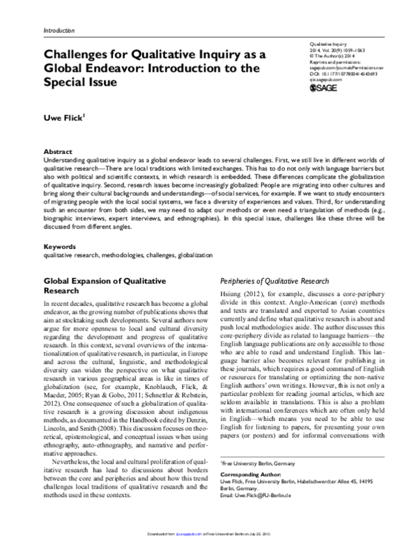 (PDF) Challenges for Qualitative Inquiry as a Global Endeavor