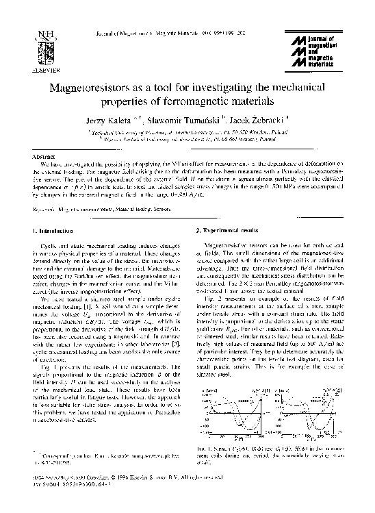 (PDF) Magnetoresistors as a tool for investigating the mechanical ...