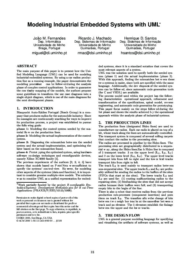 (PDF) Modeling industrial embedded systems with UML