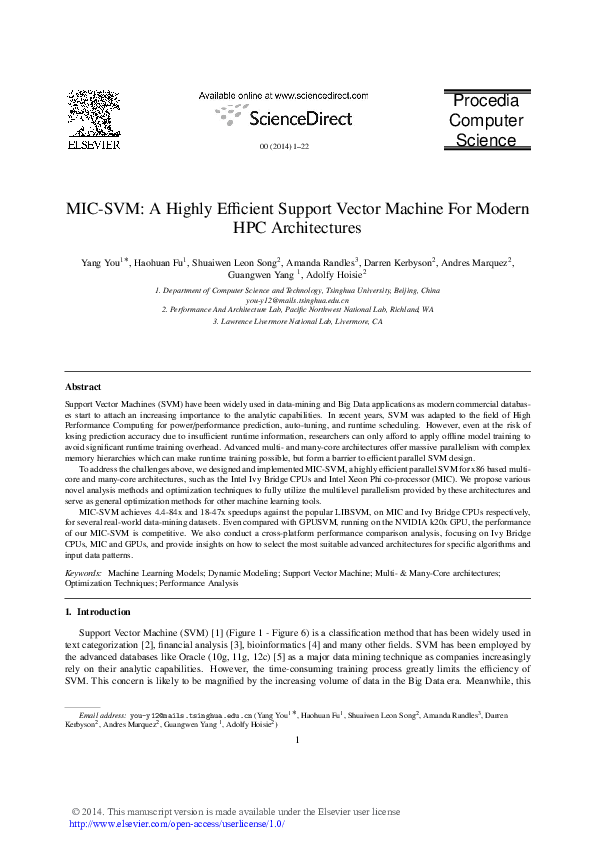 (PDF) Scaling Support Vector Machines on modern HPC platforms