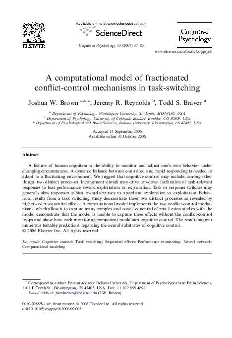 (PDF) A computational model of fractionated conflict-control mechanisms in task-switching