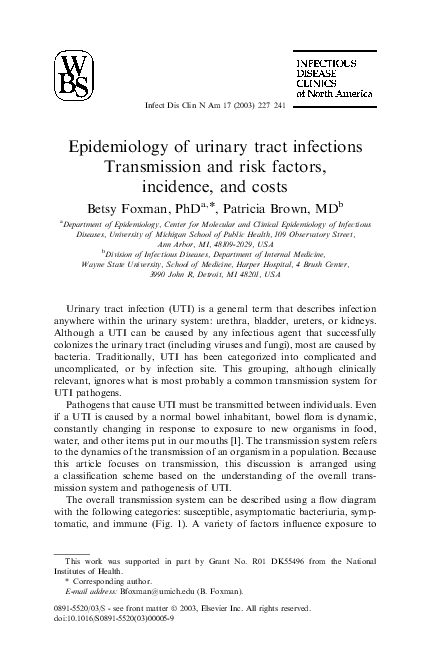 (PDF) Epidemiology of urinary tract infections