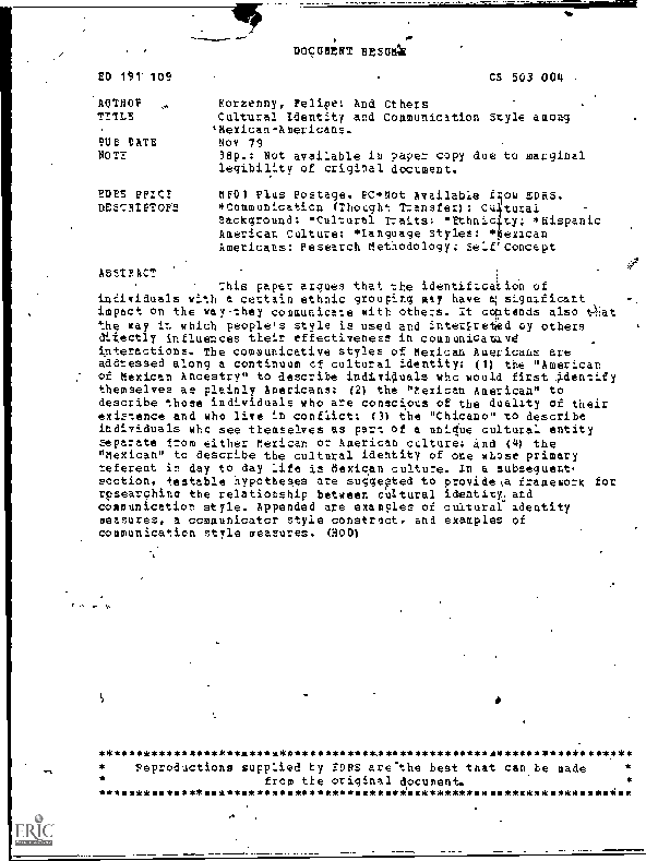 (PDF) Cultural Identity and Communication Style among Mexican-Americans