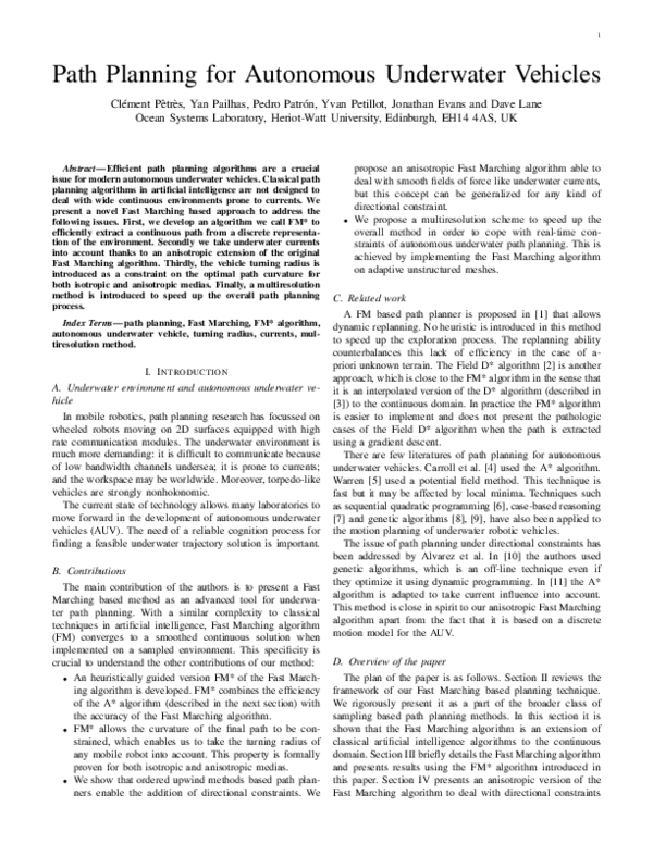(PDF) Path Planning for Autonomous Underwater Vehicles