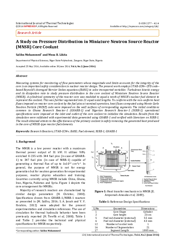(PDF) A Study on Pressure Distribution in Miniature Neutron Source ...