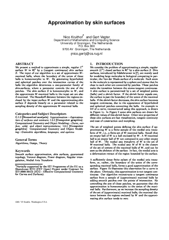 (PDF) Approximation by skin surfaces