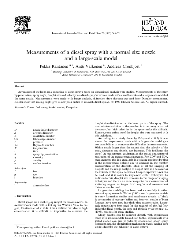 (PDF) Scaling Effects in Diesel Spray Measurements