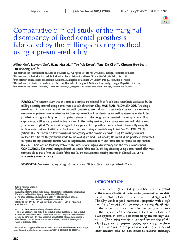 (PDF) Comparative clinical study of the marginal discrepancy of fixed ...