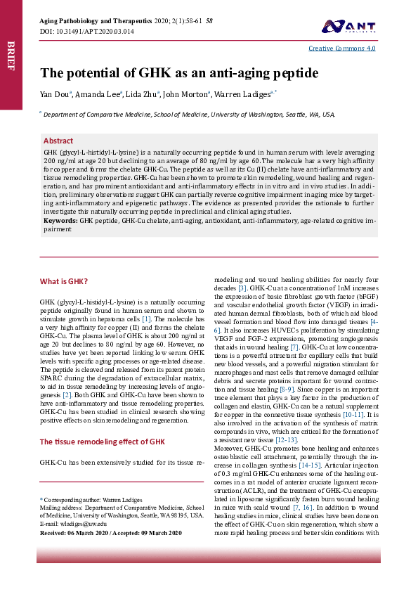 (PDF) The potential of GHK as an anti-aging peptide