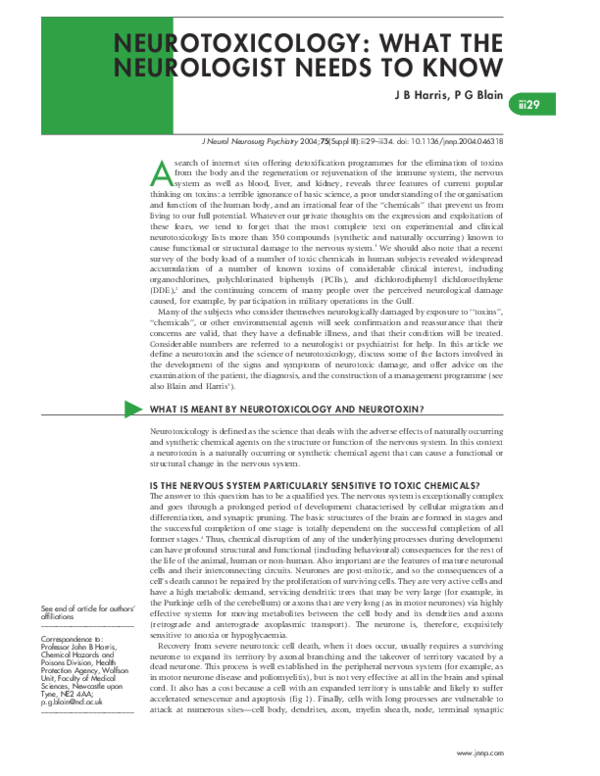 (PDF) Neurotoxicology: what the neurologist needs to know