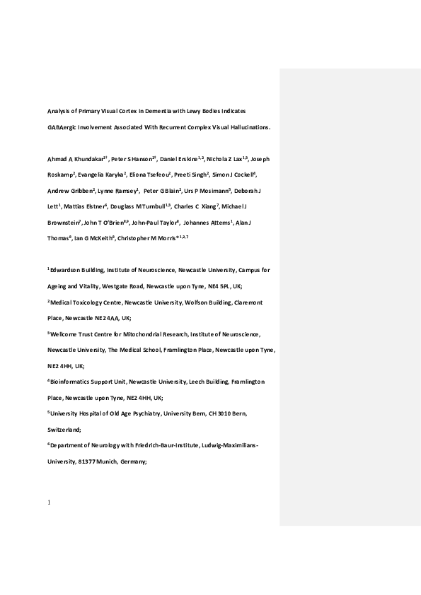 (PDF) Analysis of primary visual cortex in dementia with Lewy bodies ...