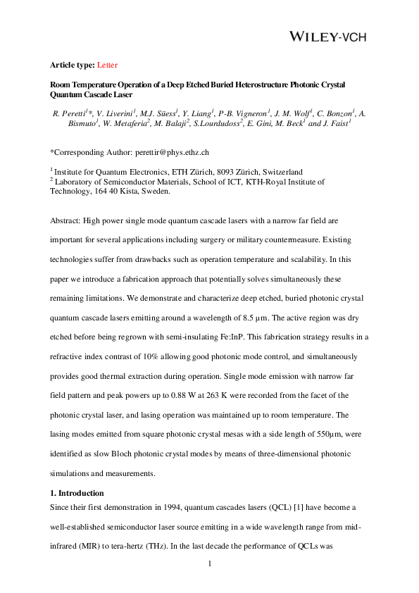(PDF) Room temperature operation of a deep etched buried ...