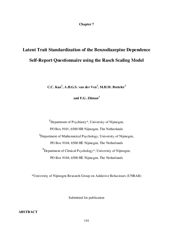 (PDF) Latent trait standardization of the benzodiazepine dependence self-report questionnaire ...
