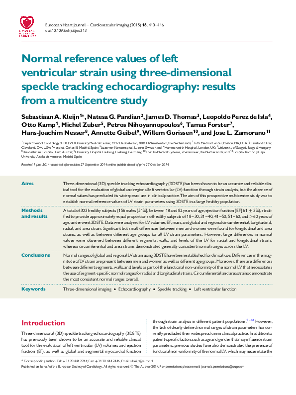 (PDF) Normal reference values of left ventricular strain using three ...