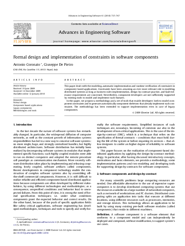 (PDF) Formal design and implementation of constraints in software ...