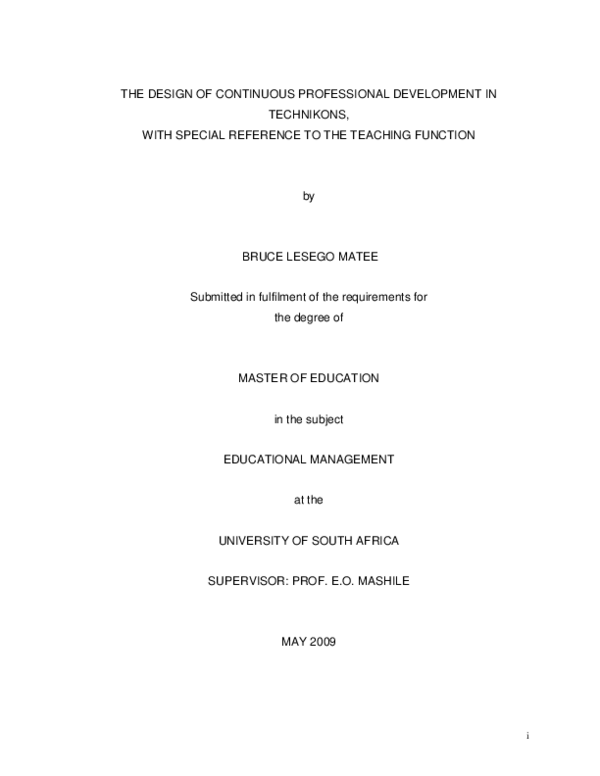 (PDF) The design of continuous professional development in technikons ...