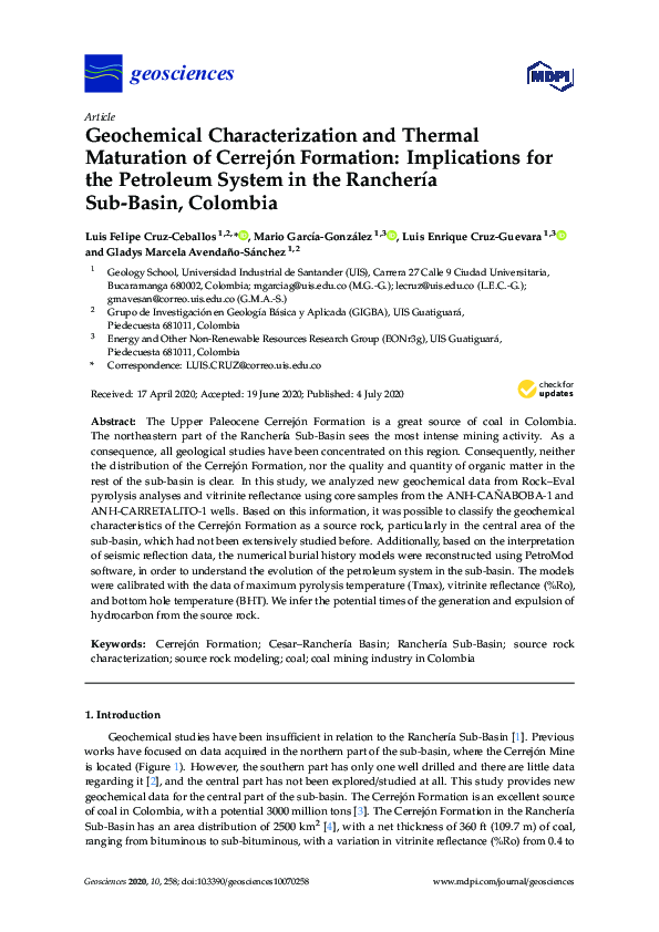 (PDF) Geochemical Characterization and Thermal Maturation of Cerrejón ...