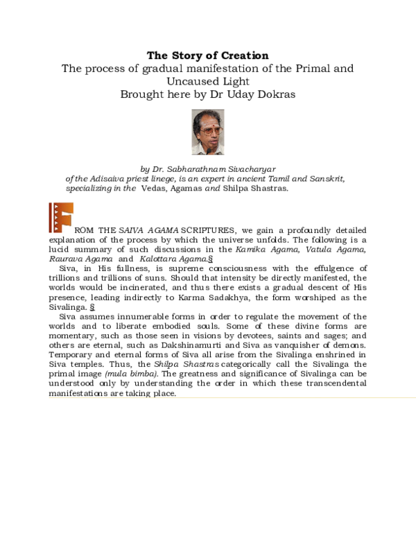 (DOC) The Story of Creation in Hinduism short paper