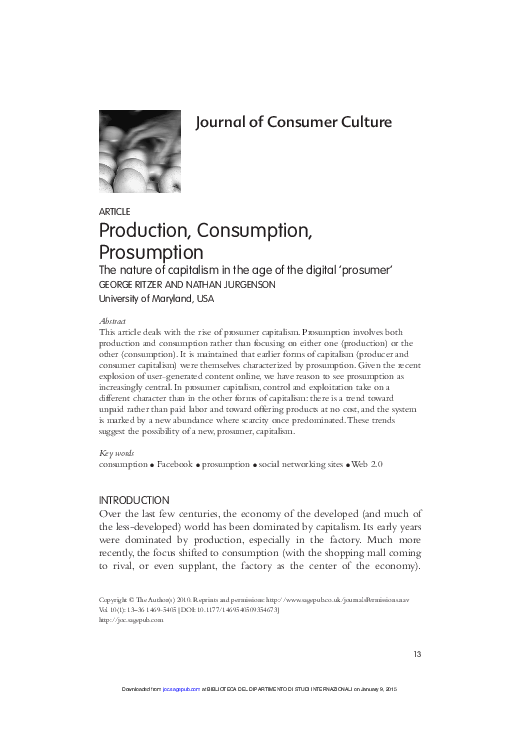 (PDF) Production, Consumption, ProsumptionThe nature of capitalism in ...