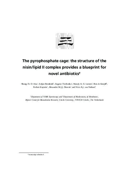 (PDF) The pyrophosphate cage: the structure of the nisin/lipid II ...