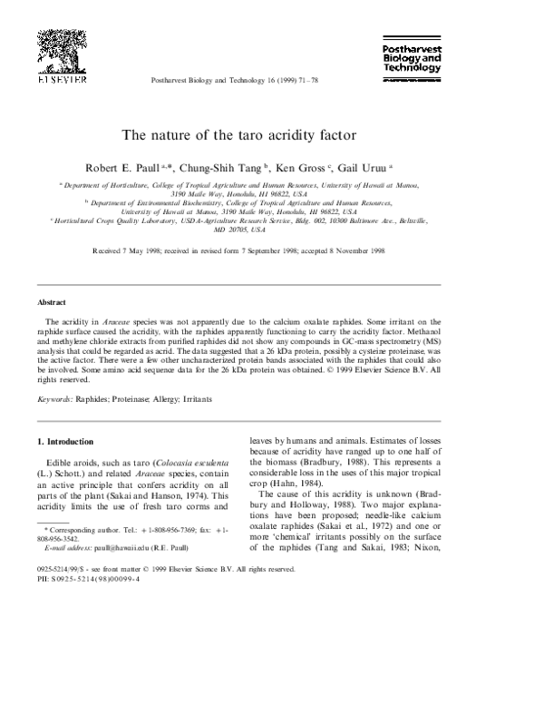 (PDF) The nature of the taro acridity factor