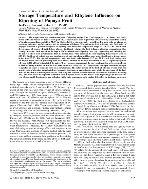 (PDF) Storage Temperature and Ethylene Influence on Ripening of Papaya ...
