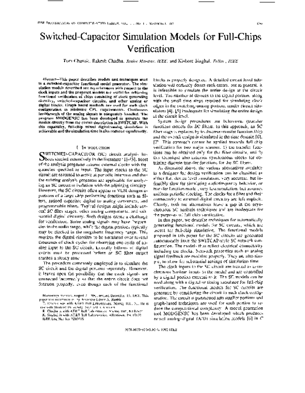 (PDF) Switched-capacitor simulation models for full-chips verification