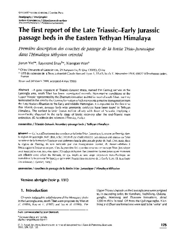 (PDF) The first report of the Late Triassic-Early Jurassic passage beds ...