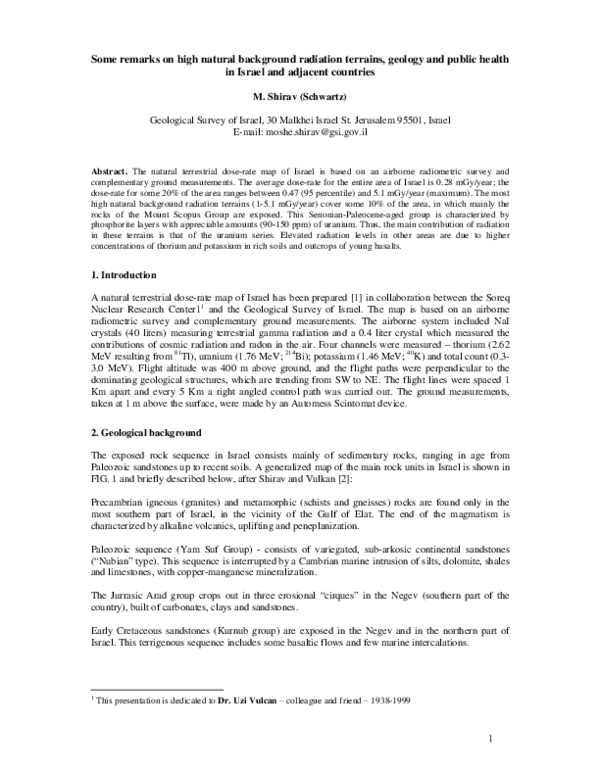 (PDF) High Natural Radiation in Israel: Geology and Health Impacts