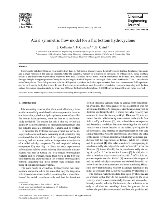 (PDF) Axial symmetric flow model for a flat bottom hydrocyclone
