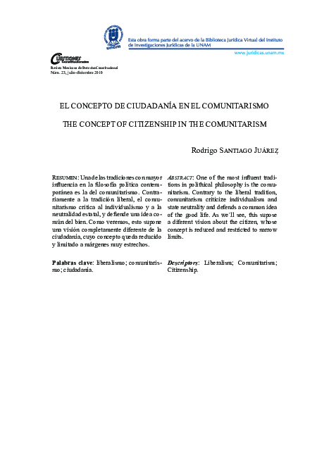 (PDF) El concepto de ciudadanía en el comunitarismo