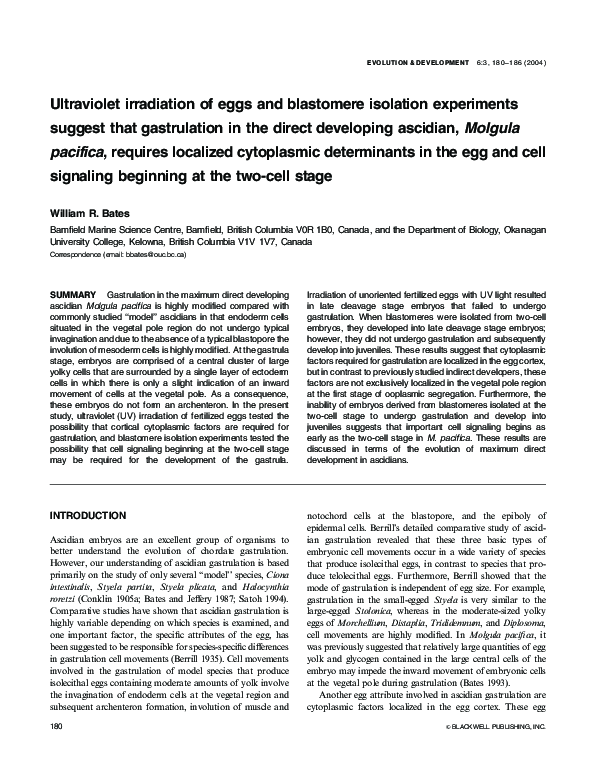 (PDF) Ultraviolet irradiation of eggs and blastomere isolation ...