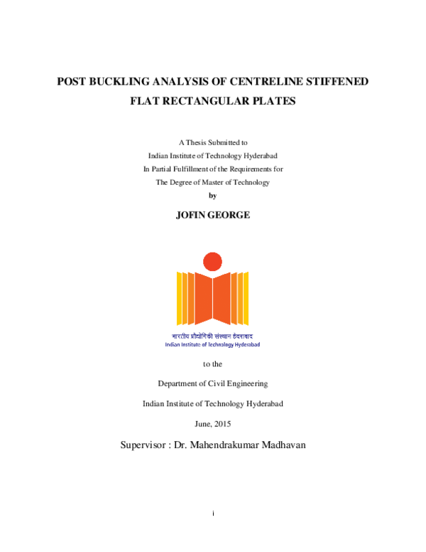 (PDF) POST BUCKLING ANALYSIS OF CENTRELINE STIFFENED FLAT RECTANGULAR ...