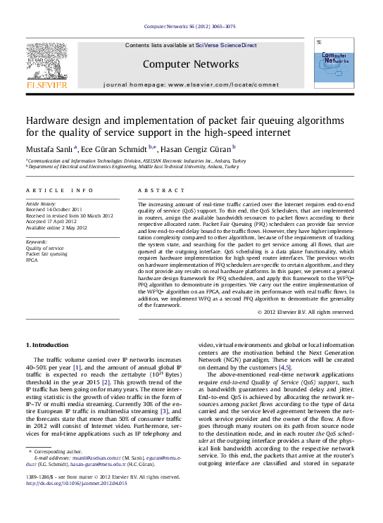 (PDF) Hardware design and implementation of packet fair queuing algorithms for the quality of ...