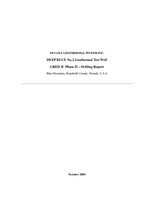(PDF) Deep Blue No.2 Geothermal Test Well GRED II Phase II - Drilling ...