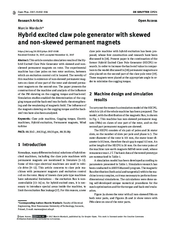 (PDF) Hybrid excited claw pole generator with skewed and non-skewed ...