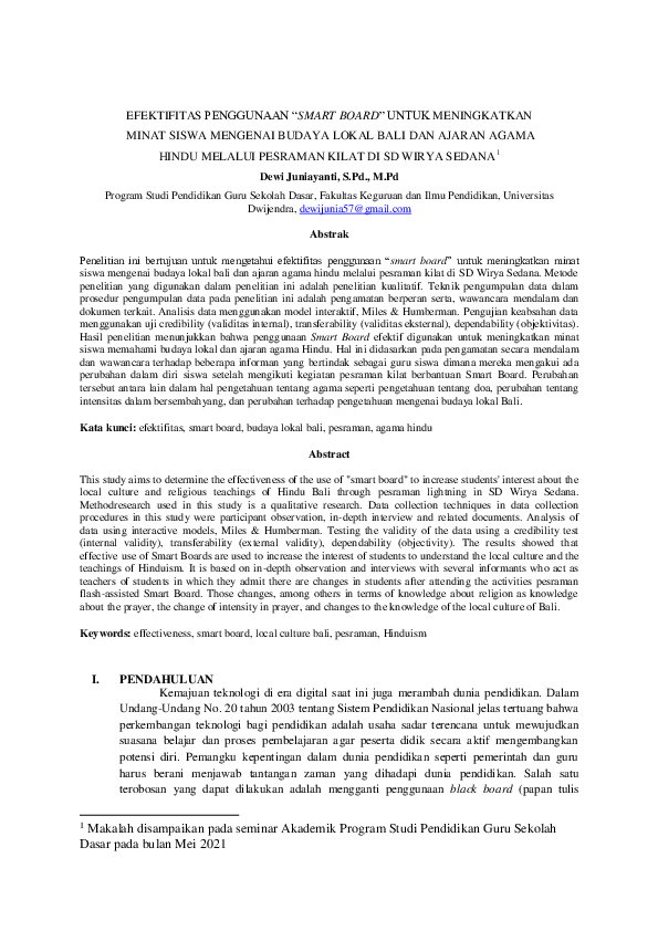 (PDF) EFEKTIFITAS PENGGUNAAN "SMART BOARD" UNTUK MENINGKATKAN MINAT ...