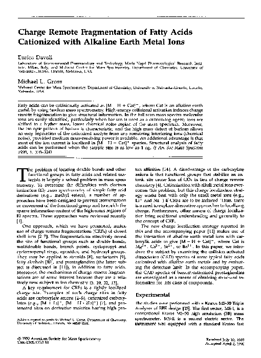 (PDF) Charge remote fragmentation of fatty acids cationized with ...