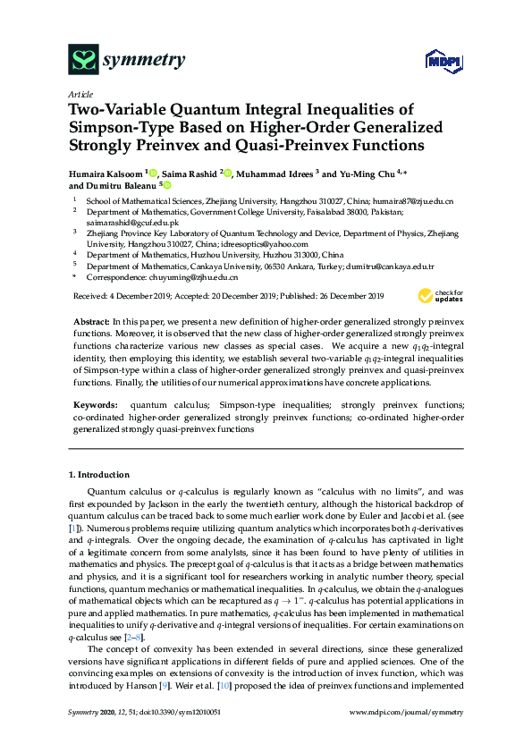 Pdf Two Variable Quantum Integral Inequalities Of Simpson Type Based