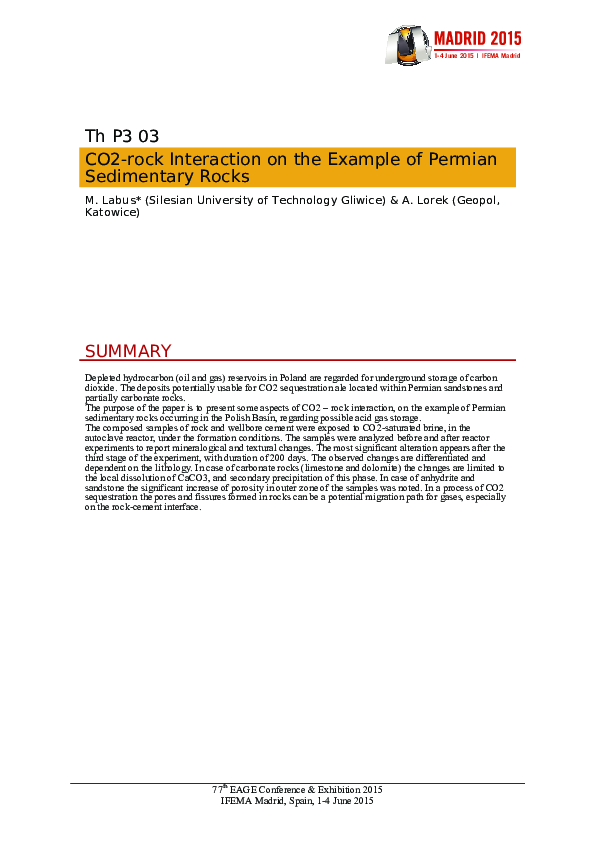 (PDF) CO2-rock Interaction on the Example of Permian Sedimentary Rocks