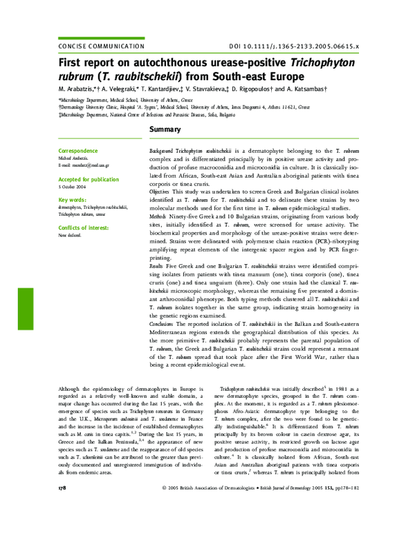 (PDF) First report on autochthonous urease-positive Trichophyton rubrum ...