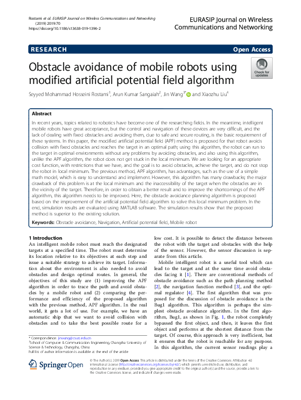 Pdf Obstacle Avoidance Of Mobile Robots Using Modified Artificial