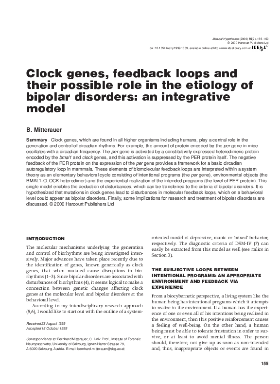 (PDF) Clock genes, feedback loops and their possible role in the ...